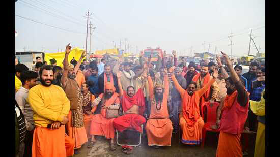 Magh Mela: Seers angered by mismanagement block road, shut down sector ...