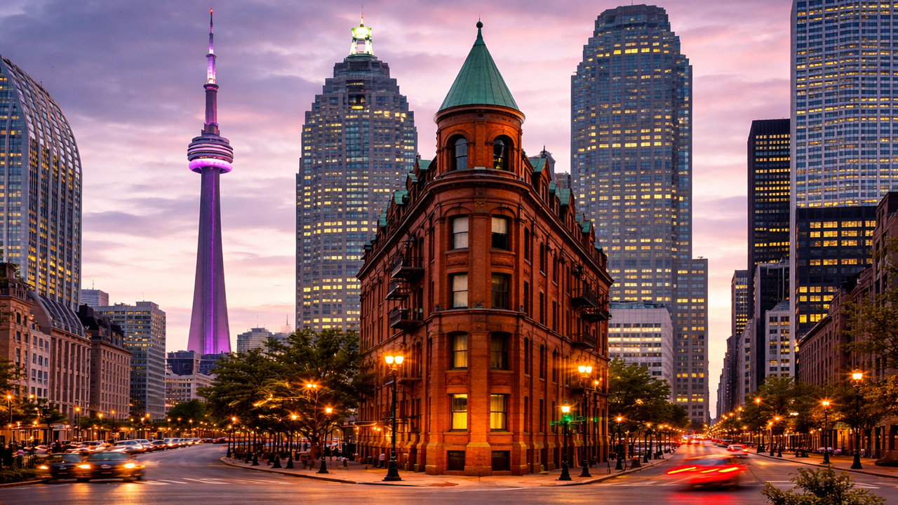 Gooderham Building seen from the sky in Toronto