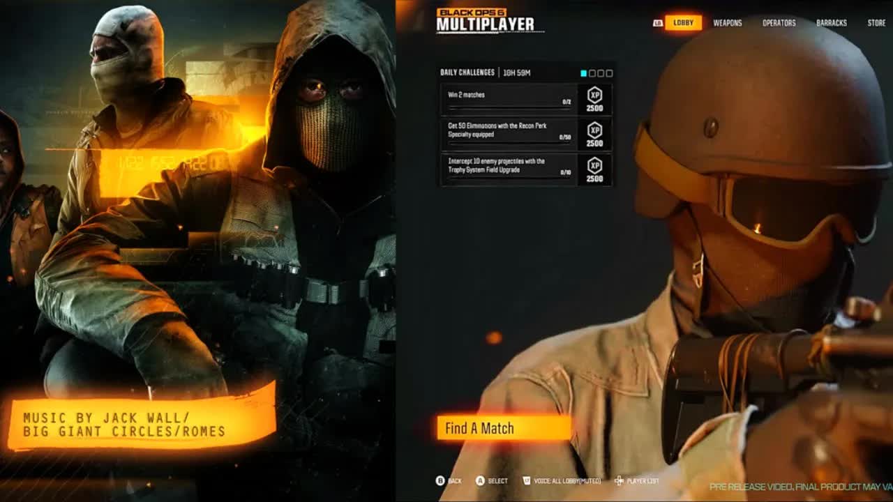 Black Ops 6 multiplayer main menu music "Raining the Fire" main theme ...