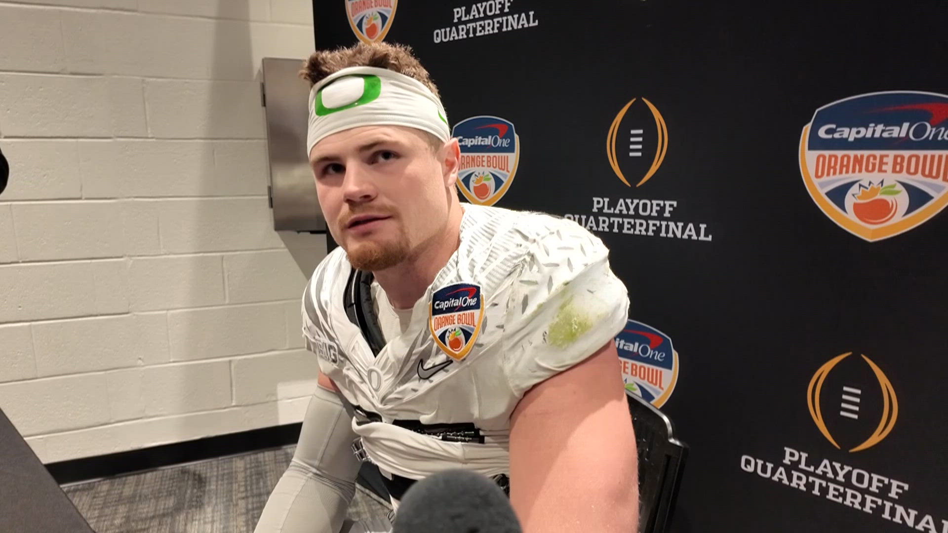 Orange Bowl postgame interview | Oregon LB Bryce Boettcher