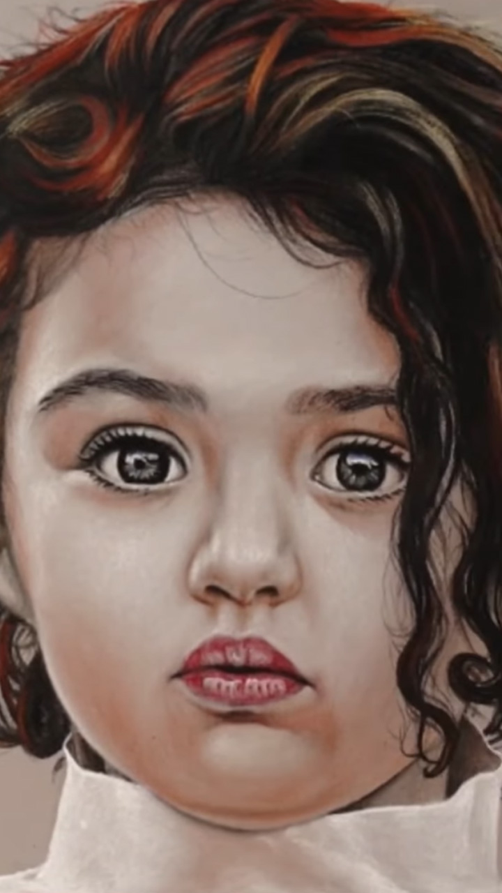 Adorable Cute Girl Drawing Created With Simple Art Techniques