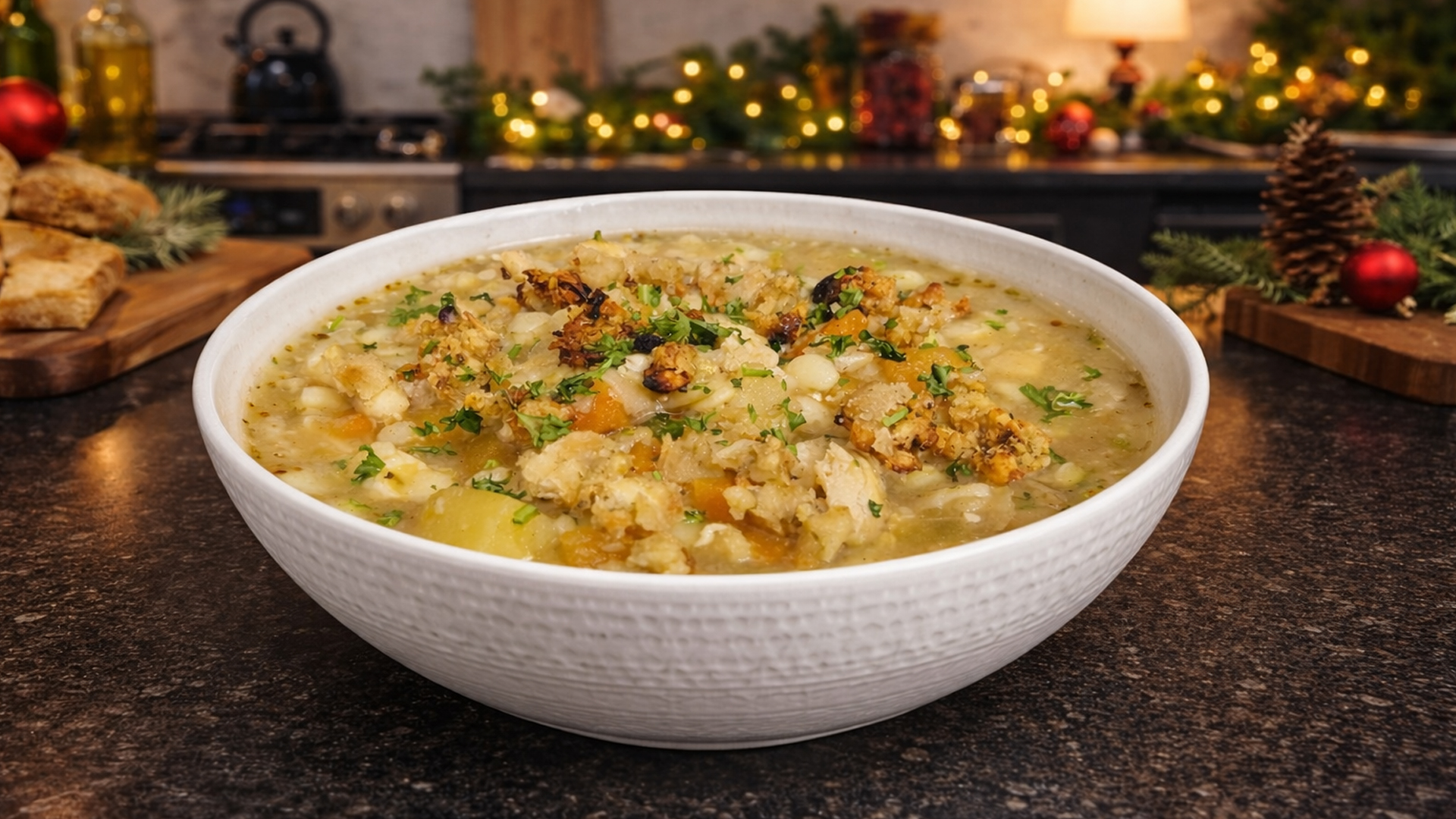 Warm and delicious chicken & vegetable broth