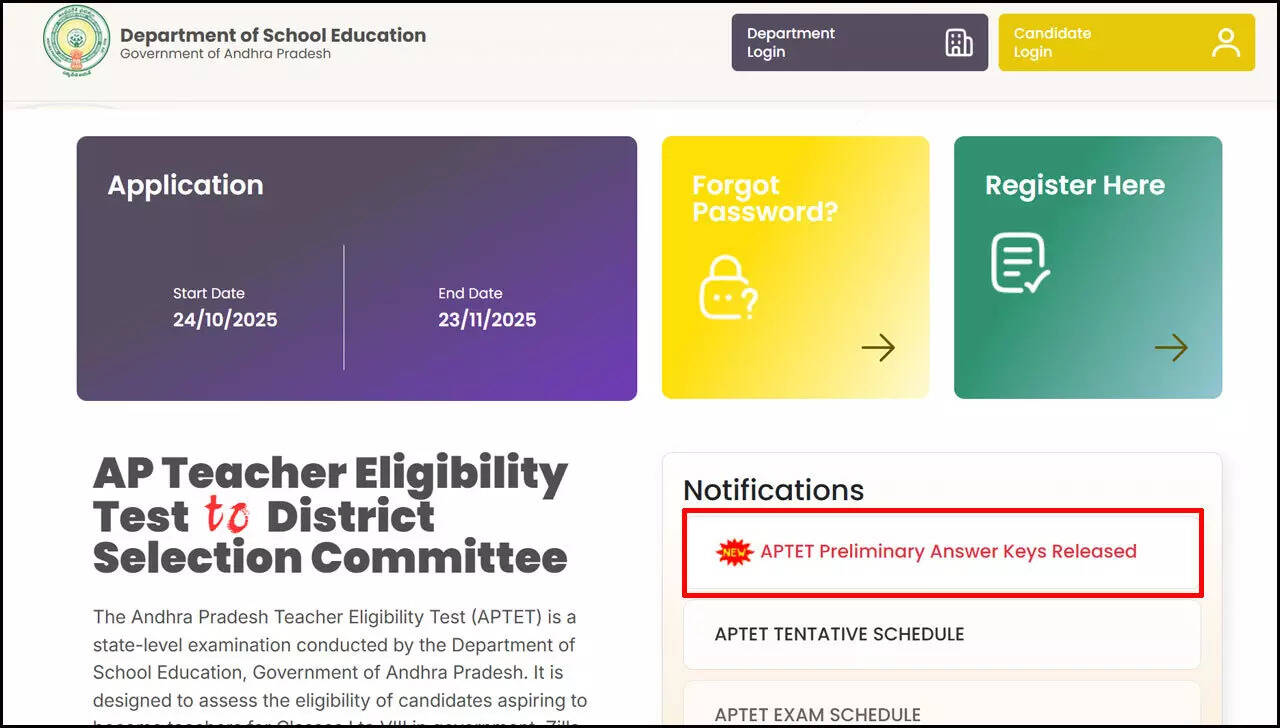 AP TET answer key 2025 released, download provisional keys for paper I ...