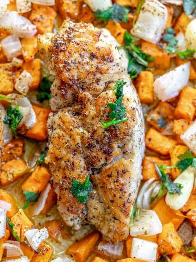 Baked turkey tenderloin and sweet potatoes