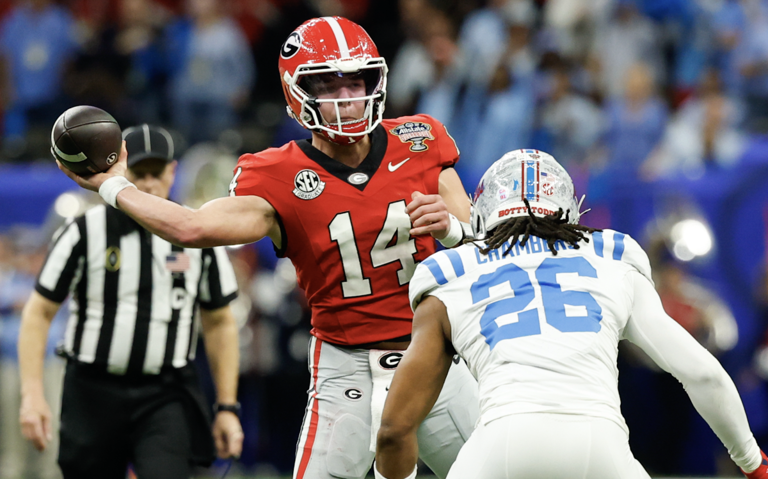 Georgia fans outraged over missed targeting call on Gunner Stockton