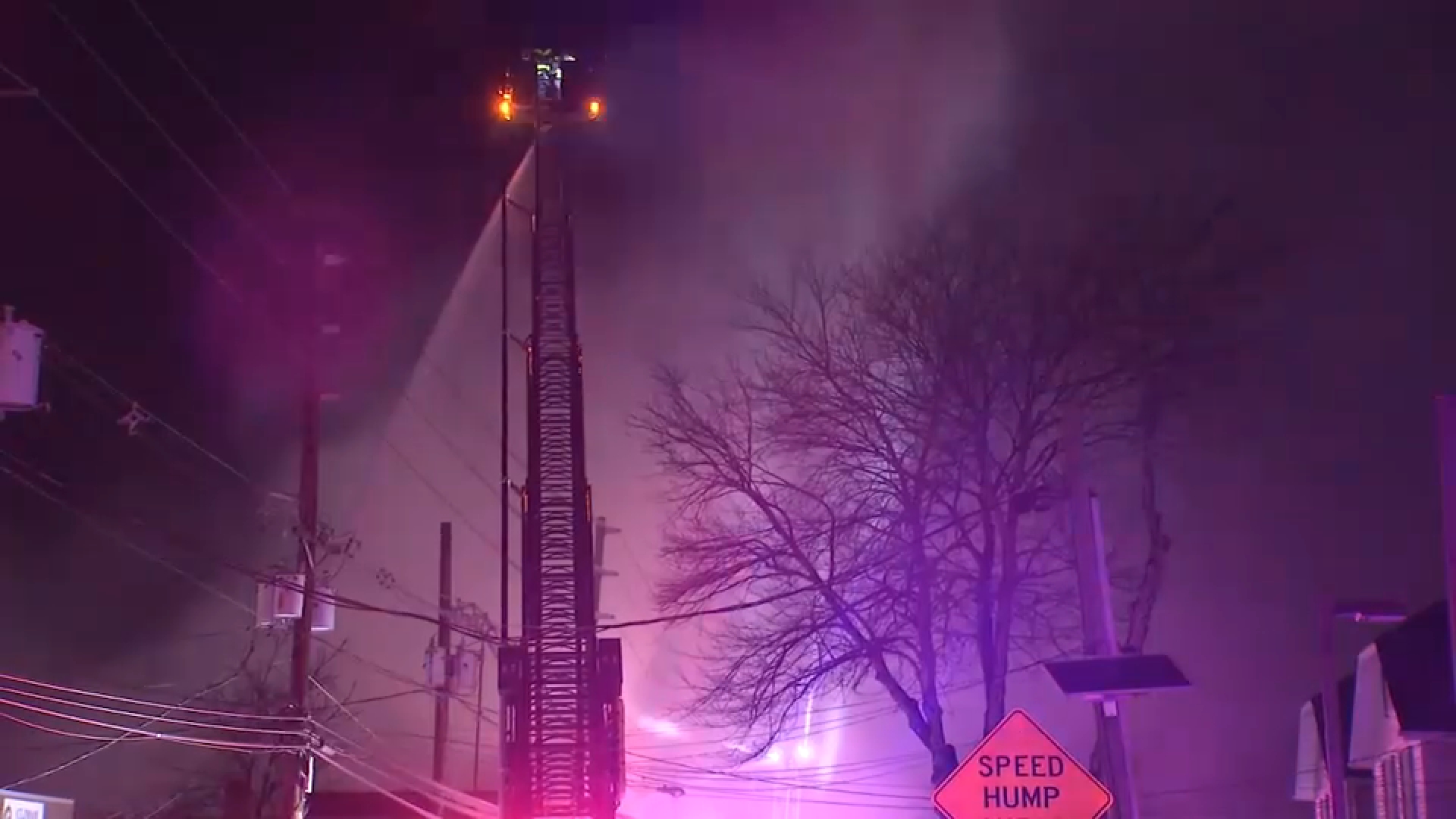 Massive fire burns at flooring materials warehouse in Union County, NJ