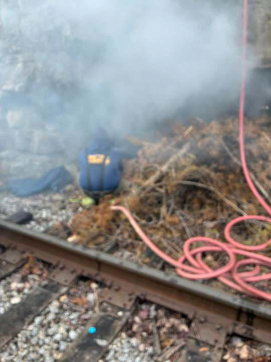 Smoke plumes from cave entrance in Mount Vernon