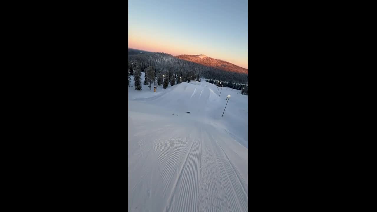 Funny ski jump wipeout at Ruka Park, Kuusamo, Finland
