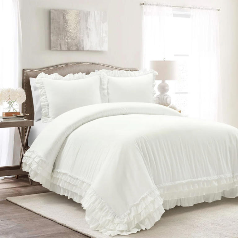 Wayfair has a 'soft' and 'chic' 3-piece ruffled duvet cover set on sale ...