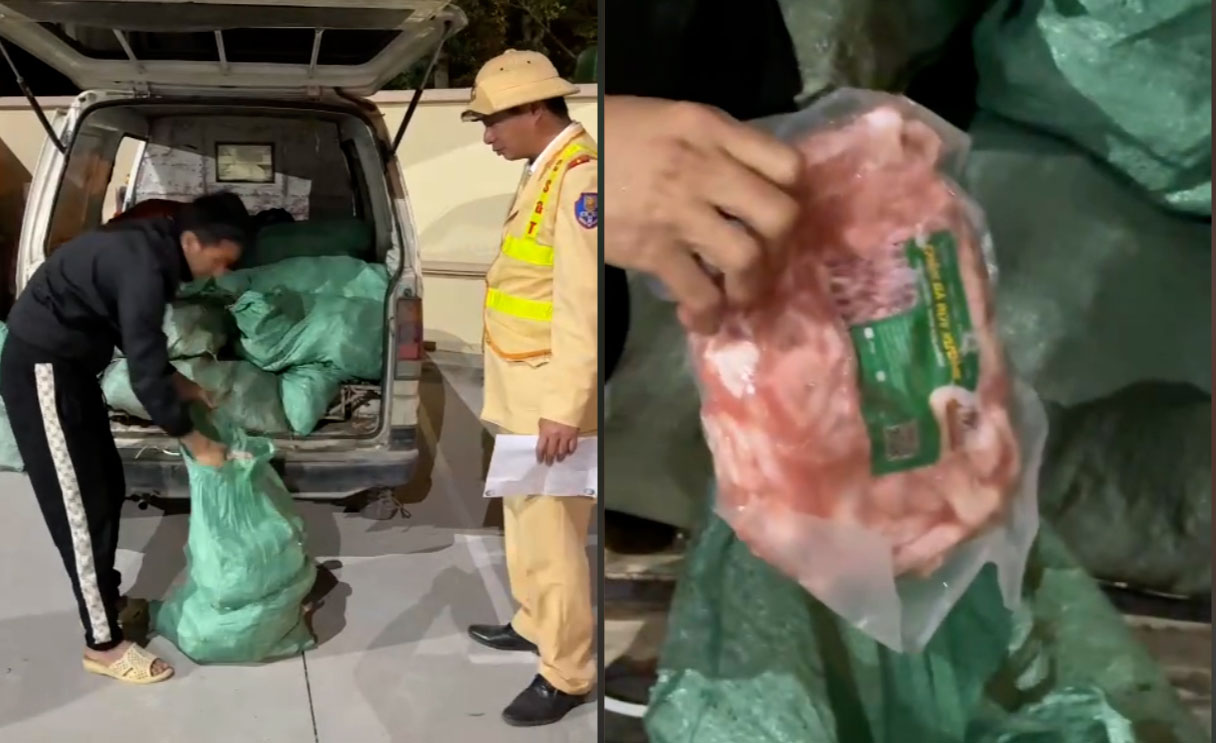 Gần 1 tấn chân gà bẩn sắp tuồn vào nhà hàng bị CSGT Hà Nội chặn đứng