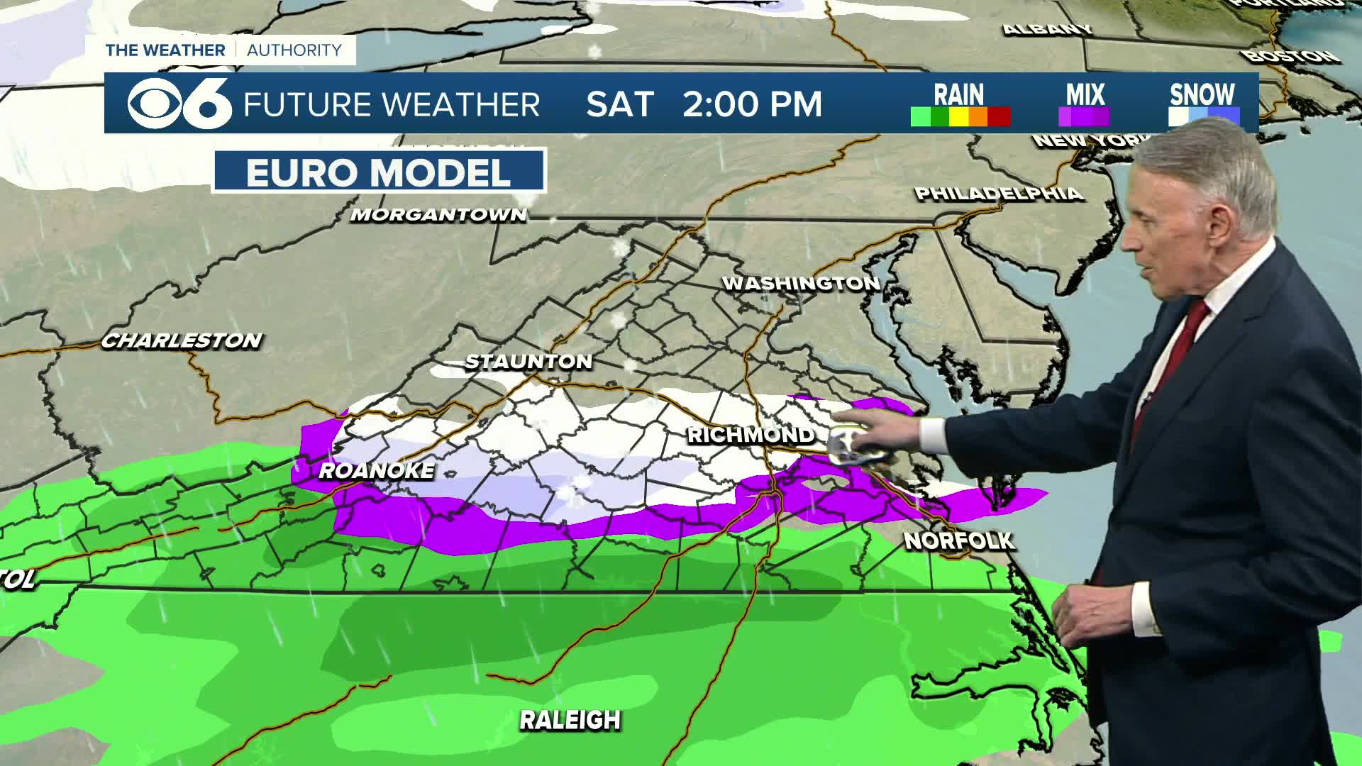 Update on potential for some snow in parts of Virginia Saturday