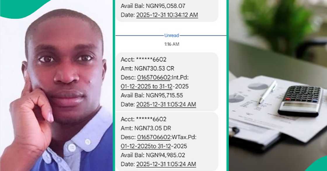 Tax: Man displays messages he received from bank about total amount debited
