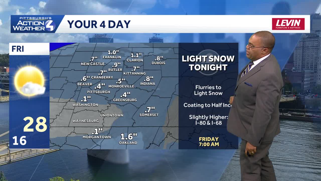 January 1 forecast: Light snow for the first evening of 2026 in Pittsburgh