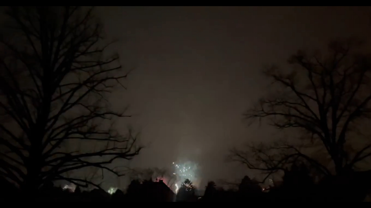 Fireworks continue past midnight on New Year’s Eve in Berlin, Germany