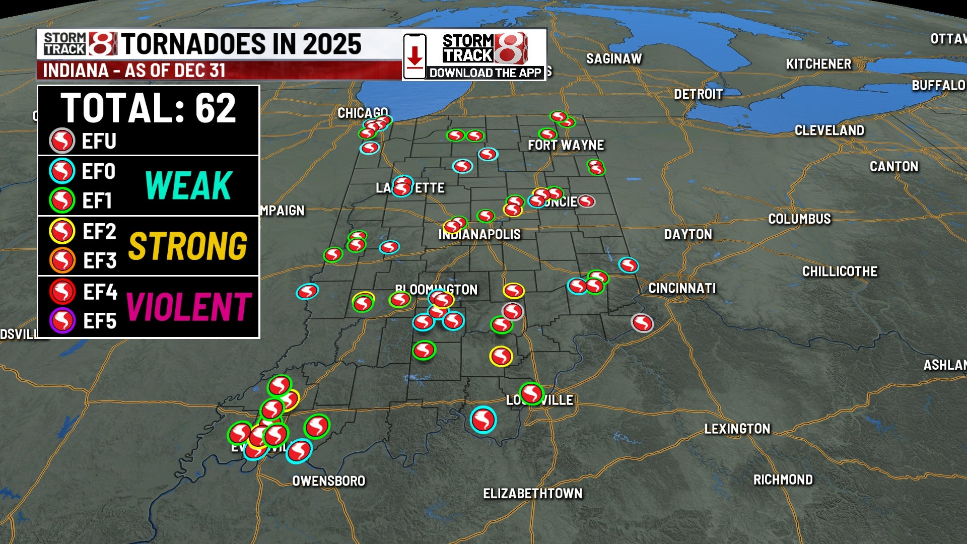 Complete list of all Indiana tornadoes in 2025