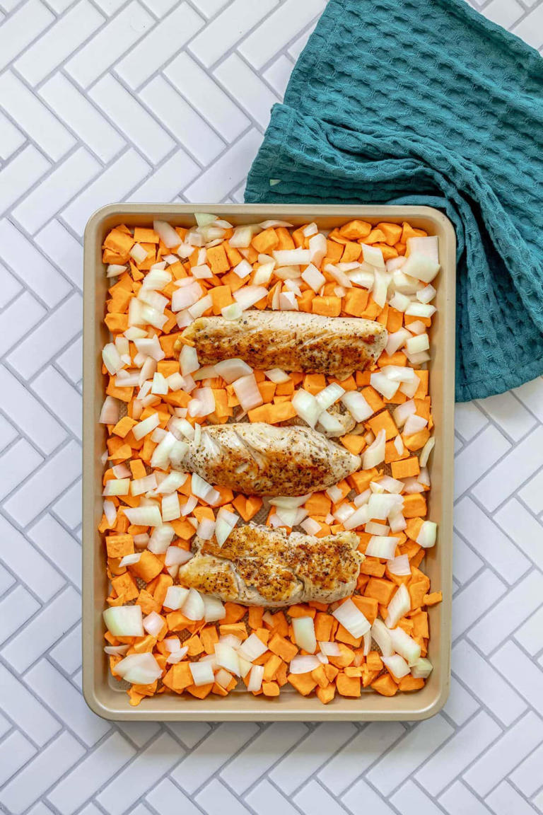 Baked turkey tenderloin and sweet potatoes