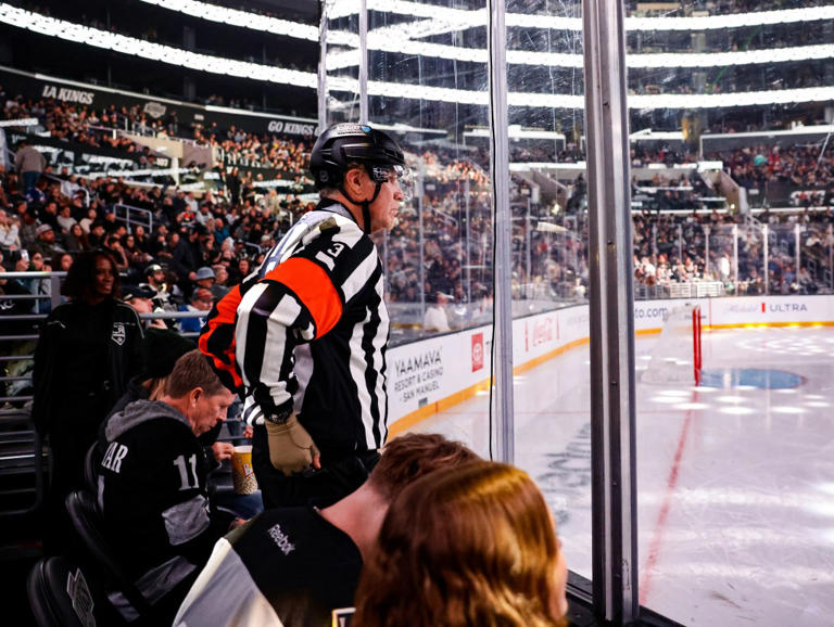 Will Ferrell dresses up in full NHL referee uniform for Kings game