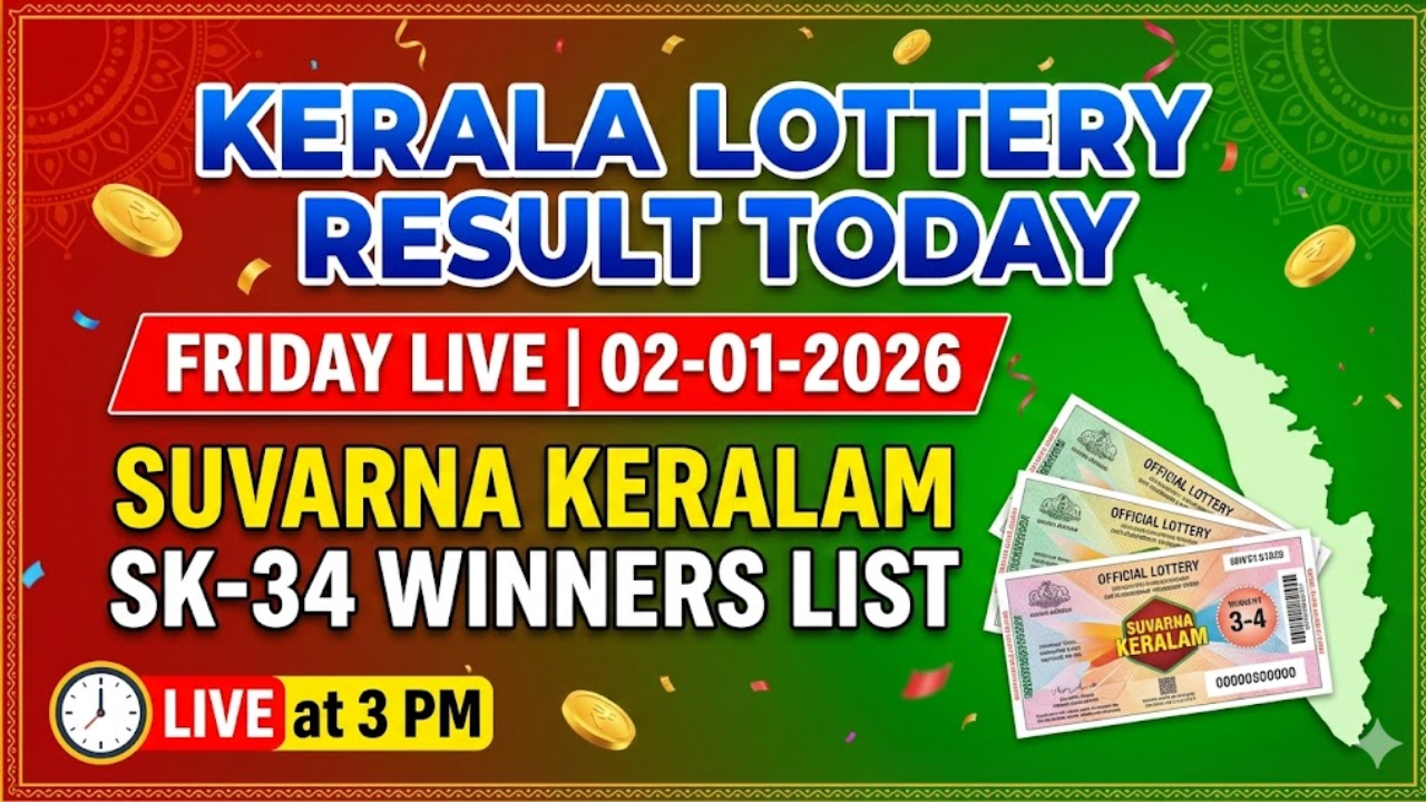 Suvarna Keralam SK-34 Kerala lottery result today live – 2 January 2026 ...