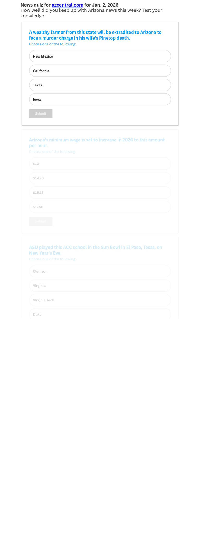 Did you follow Arizona news this week? Take the azcentral news quiz