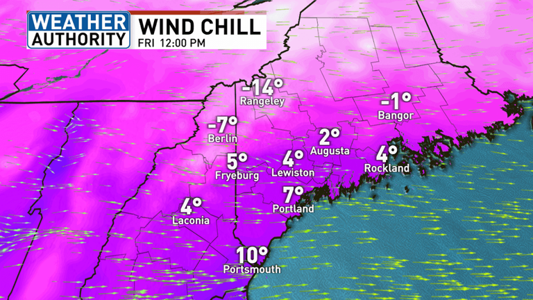 A frigid Friday, a few snow showers possible this weekend