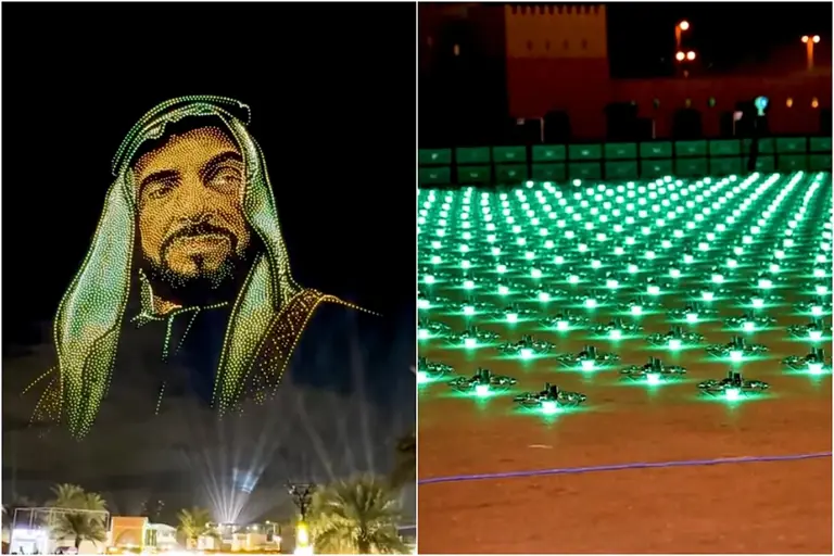 Watch: How 6,500 drones took off on NYE to form stunning images of UAE ...