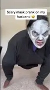 Scary mask prank gone wrong, husband falls in pool!