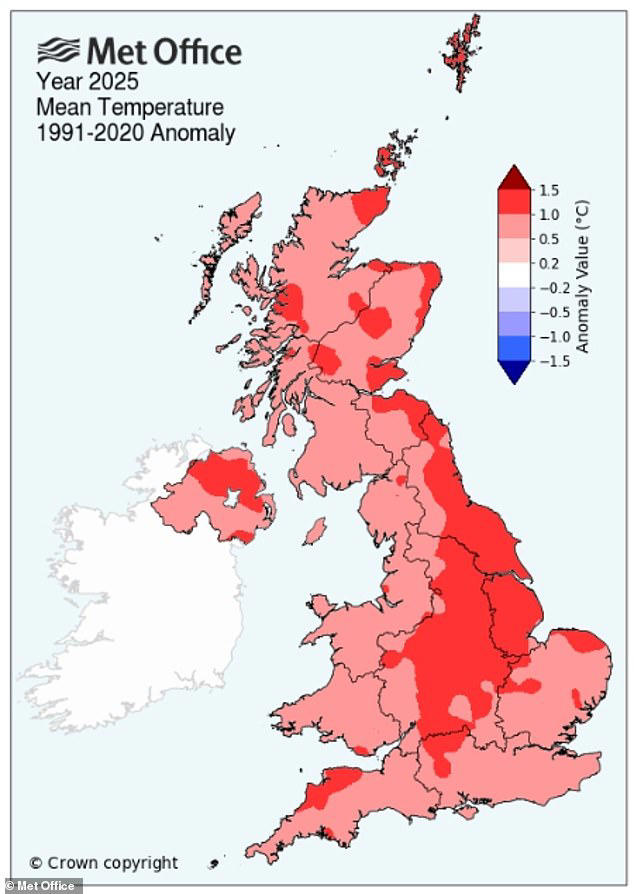 2025 was Britain's hottest year on record: Average UK temperature hit a ...