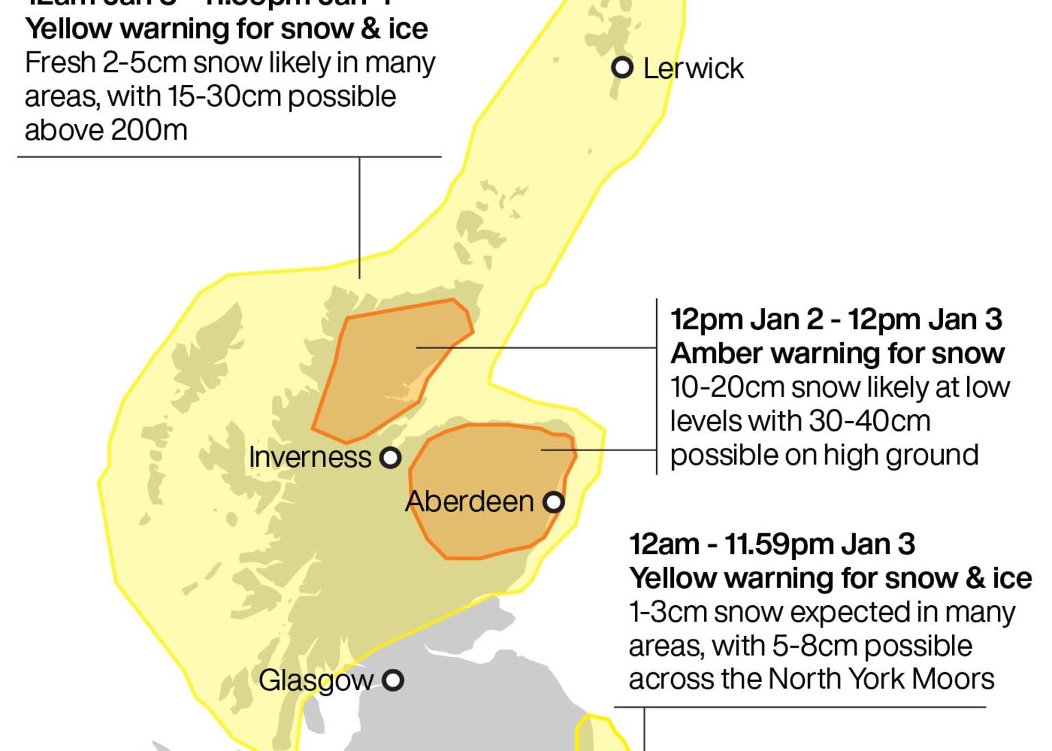Amber snow warning in force as wintry conditions bring disruption