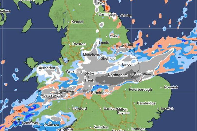 Met Office map shows huge wall of snow forecast to cover Greater ...
