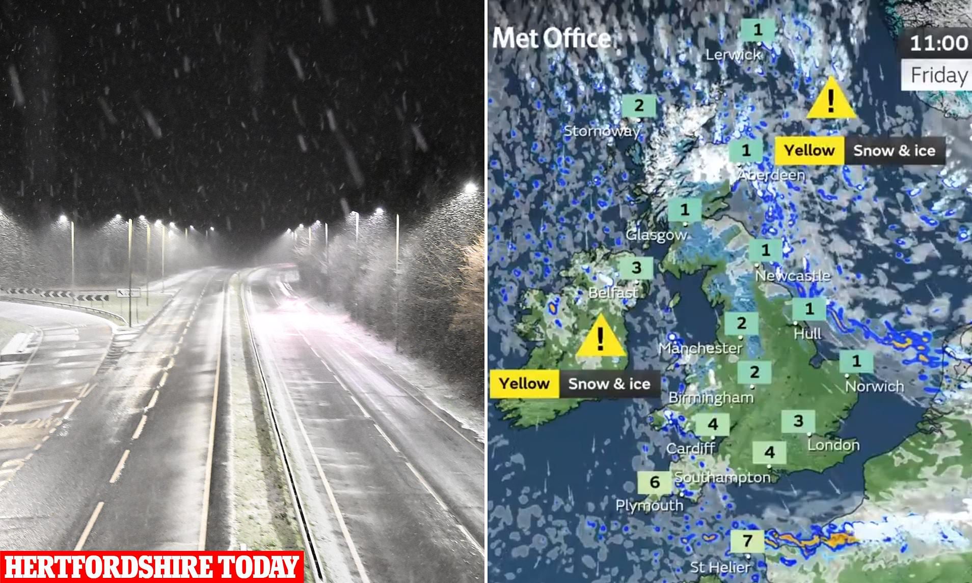 Snow hits London as Arctic freeze grips the country with temperatures ...