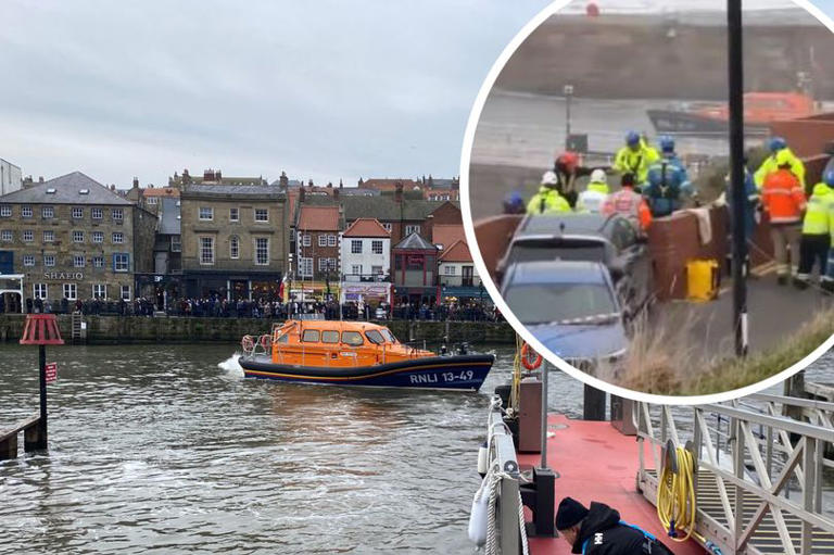 Footage: Beachgoer cut off by tide 80m below Whitby cliff sparks rescue ...