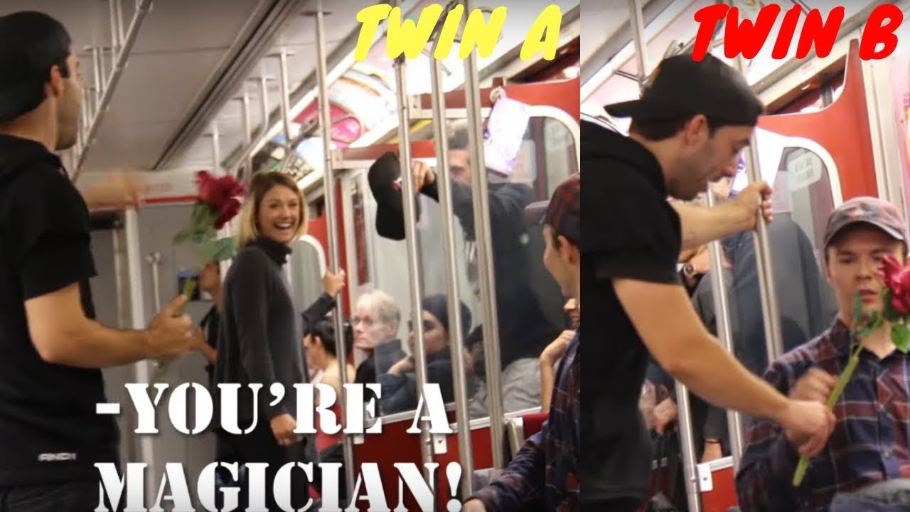 Twin teleportation subway prank!