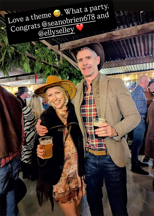 Claire Brock and husband Trevor live it up at rugby player's themed wedding