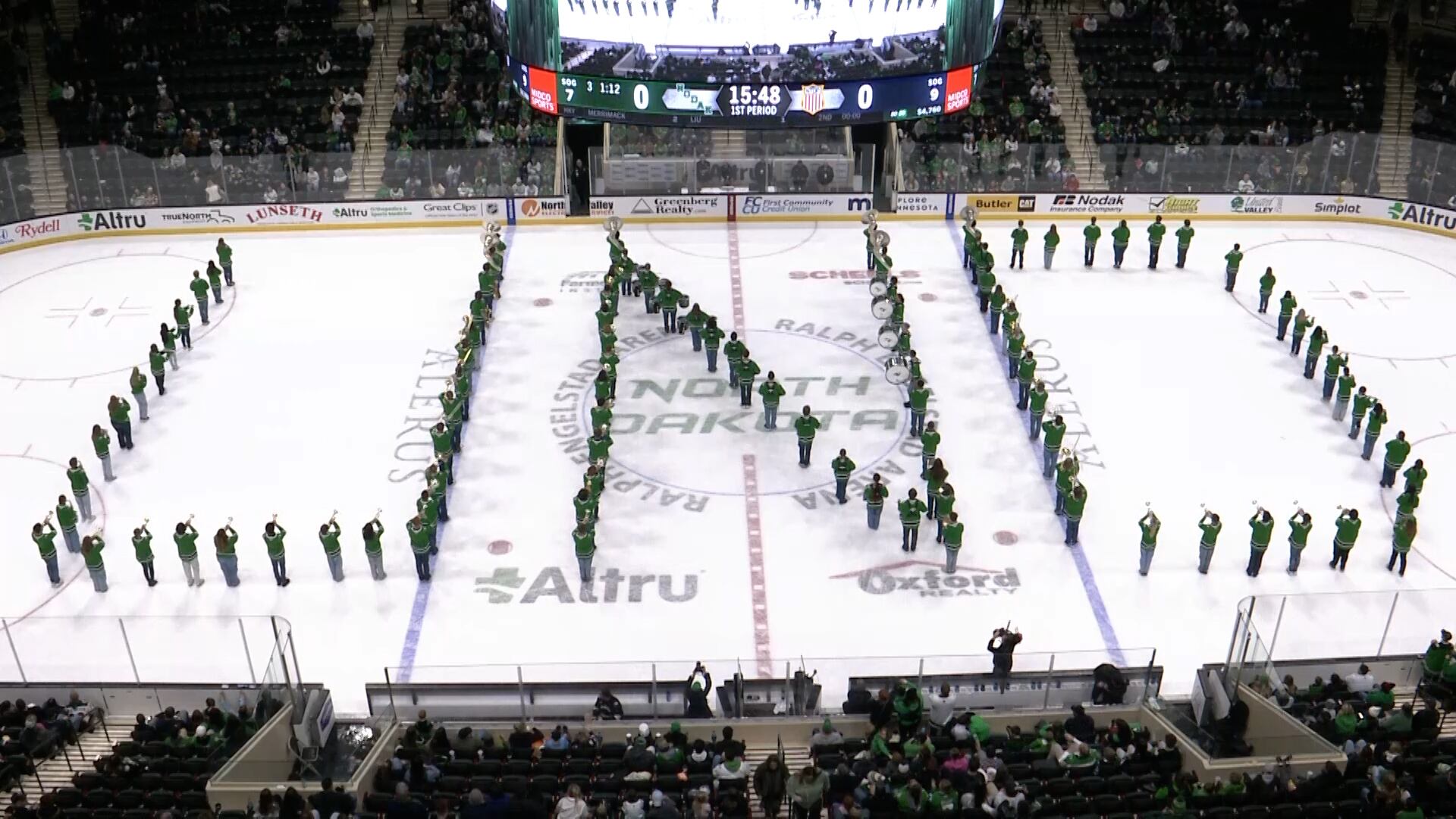 UND marching band performs on ice, making university history