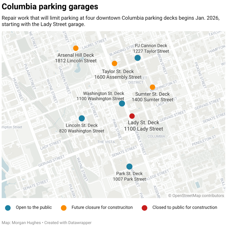 Repair work will impact four downtown Columbia parking garages. What to ...