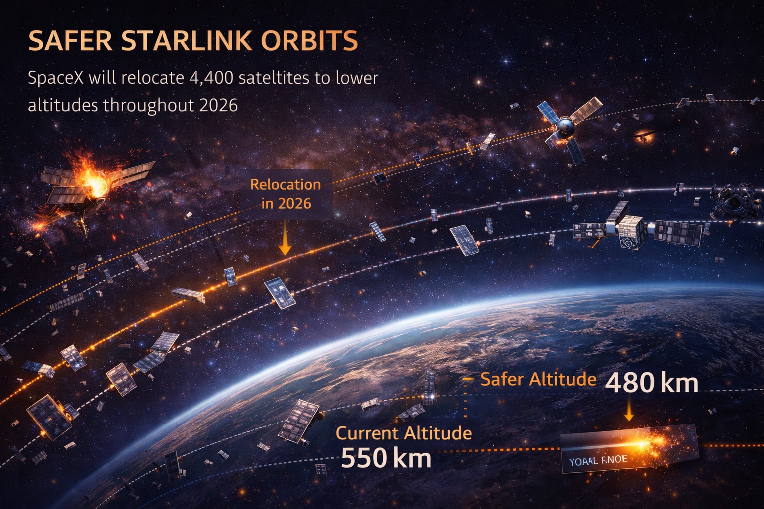 SpaceX moves 4,400 Starlink satellites to prevent space collisions