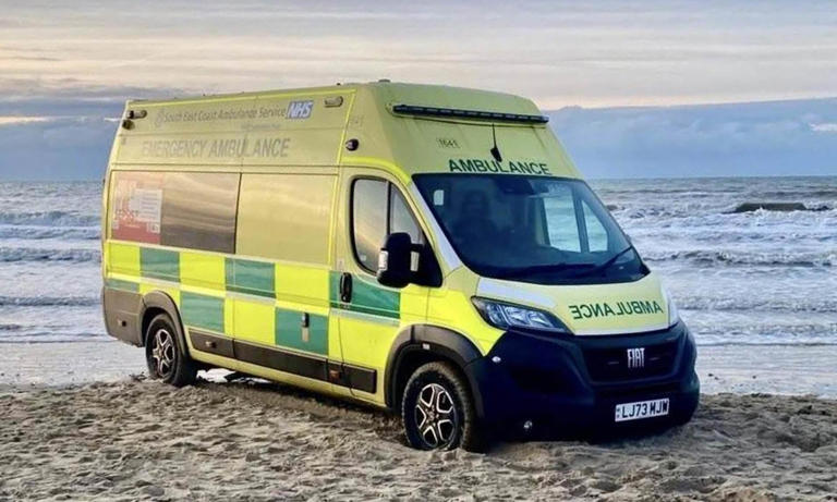 Ambulance sent to beach to save patient had to be rescued after getting ...