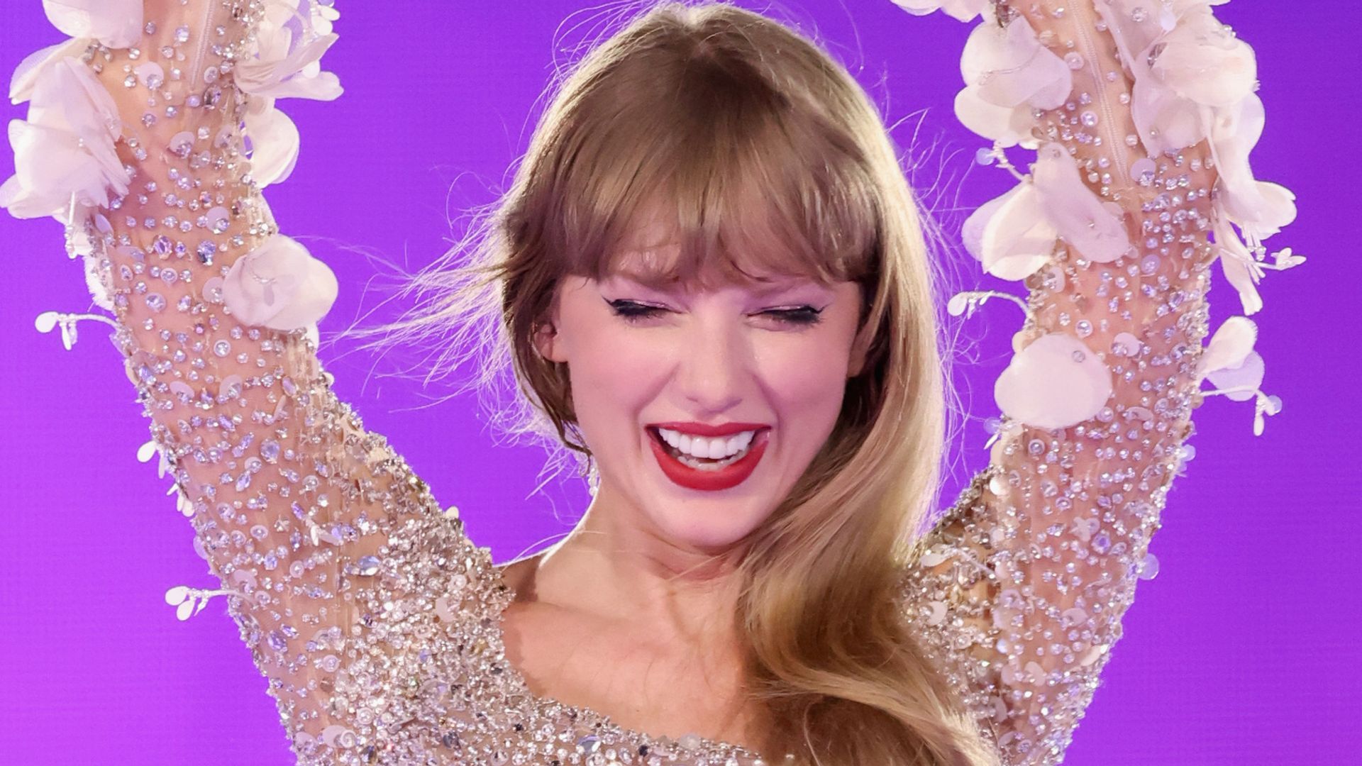 Taylor Swift's bejewelled wedding guest dress is a total Fearless throwback
