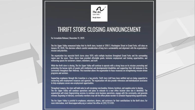 Arc Upper Valley to close Grand Forks thrift store