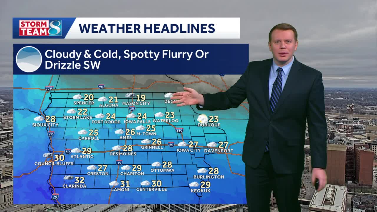 Iowa weather: Cloudy and cool today with a slight wintry mix chance for ...