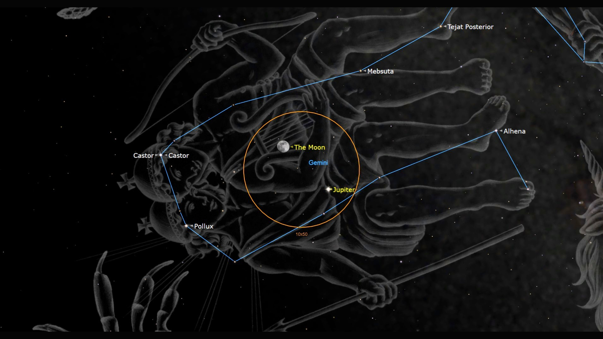 See the moon glow next to mighty Jupiter in the winter sky tonight