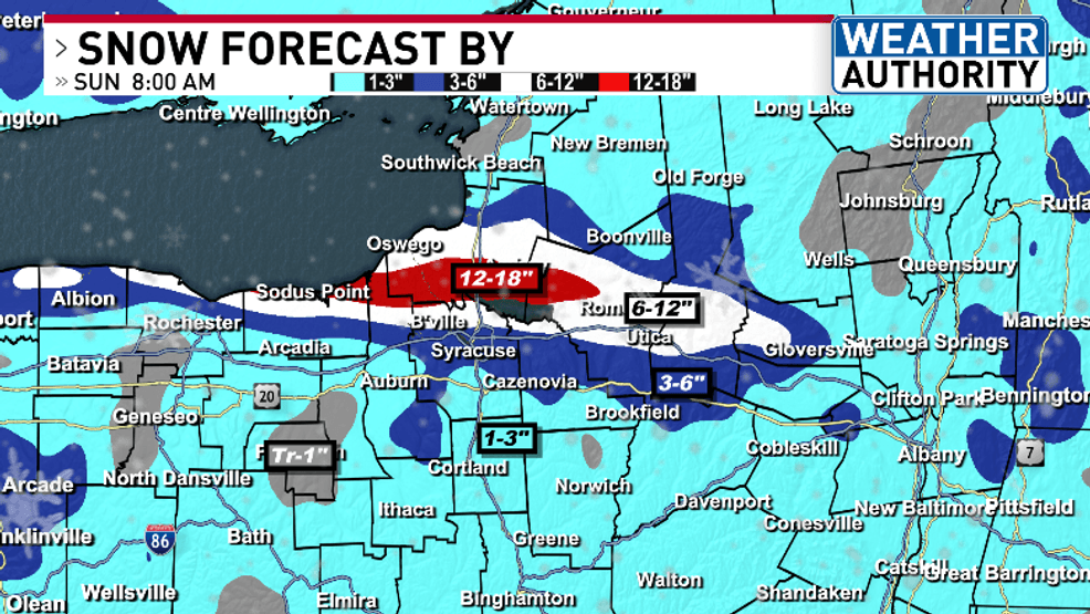 Heavy lake effect snow sliding south to near Syracuse, updated weekend ...