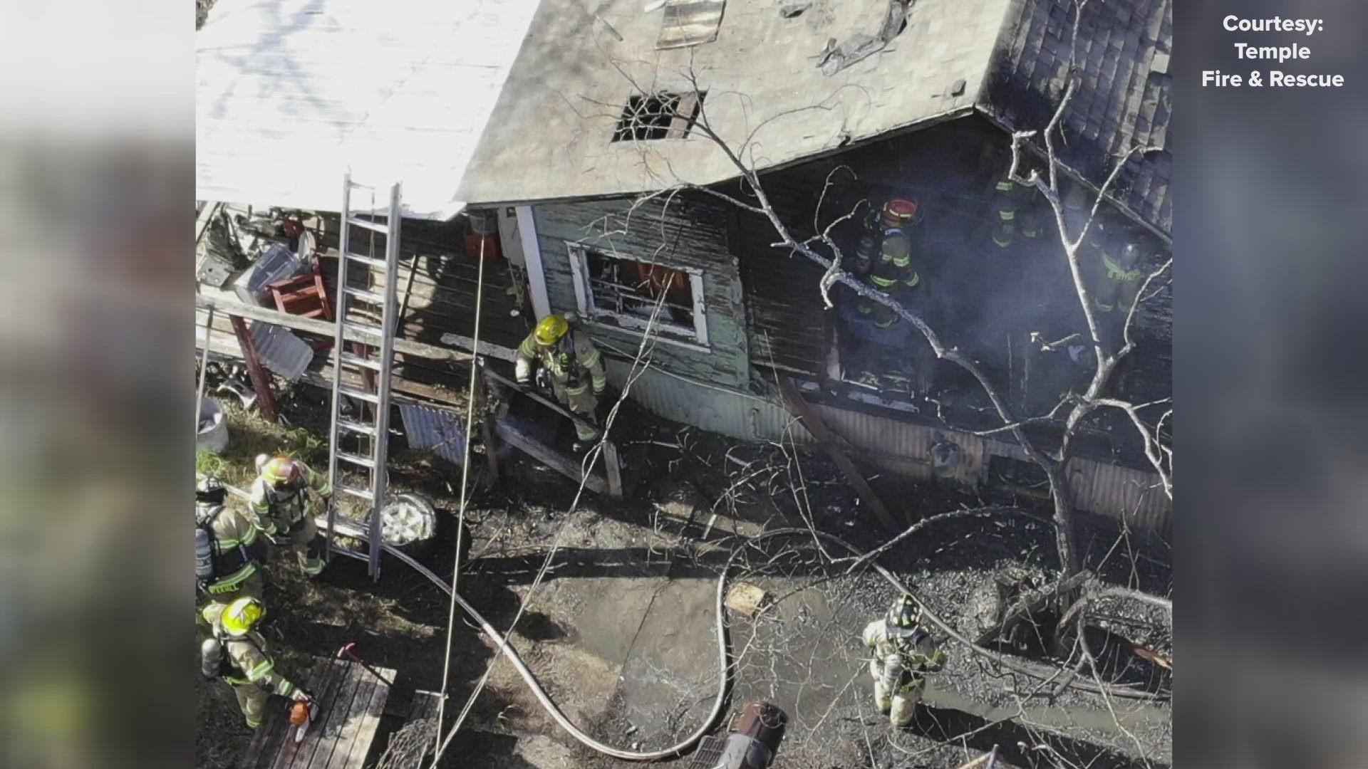 Fire fighters battle North 6th Street in Temple, one injured