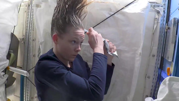 Hair washing on space station demonstrated by NASA astronaut
