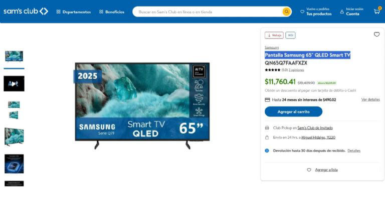 Pantalla Samsung QLED Smart TV de 65 pulgadas se encuentra en ...