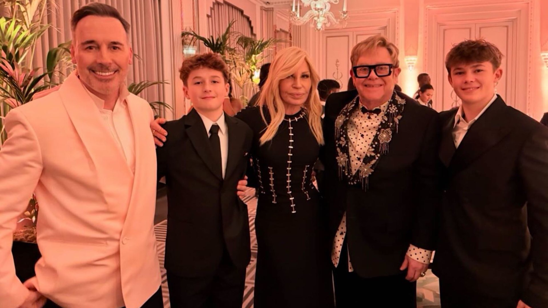 Elton John and husband David Furnish pose for rare photo with their 2 sons
