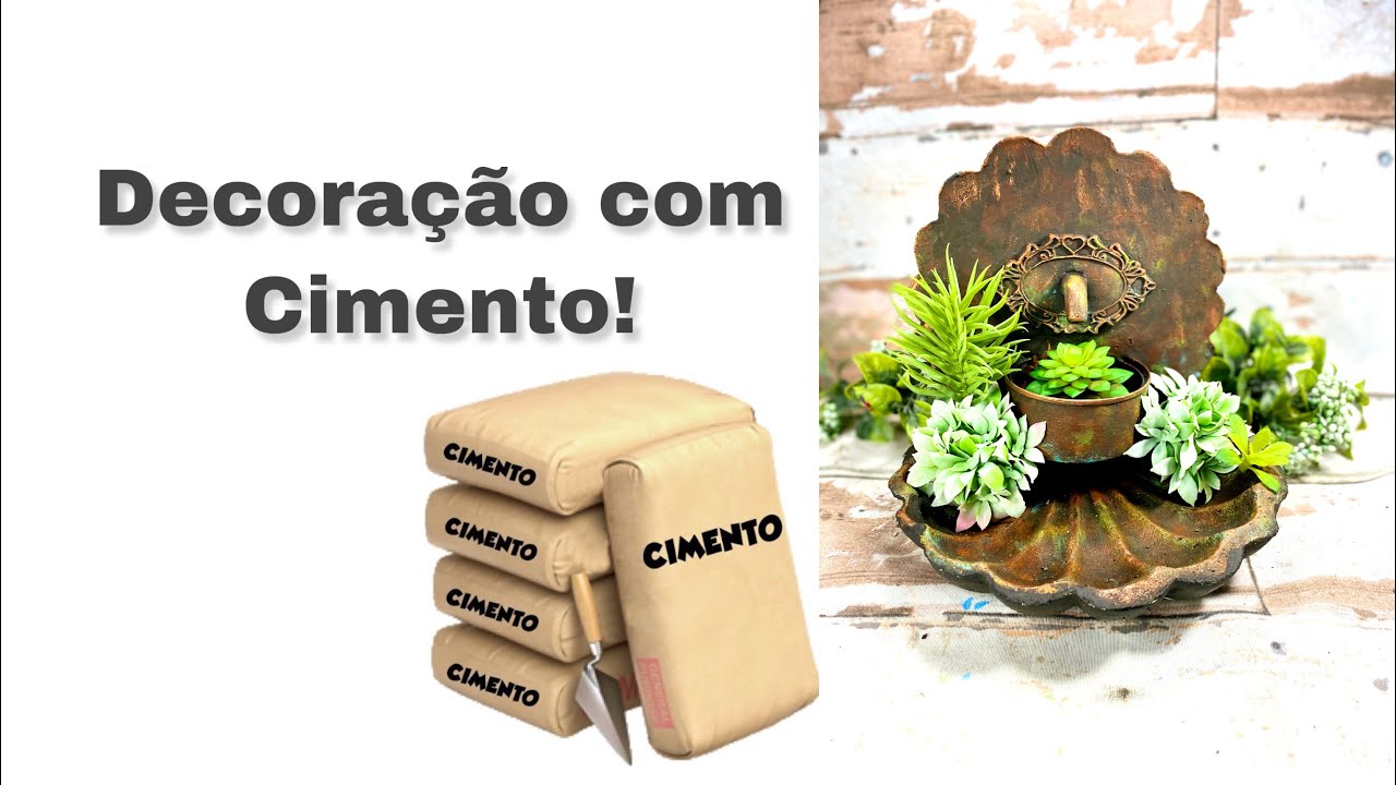 Ideias com cimento/ mini fonte decorativa, vaso para suculentas