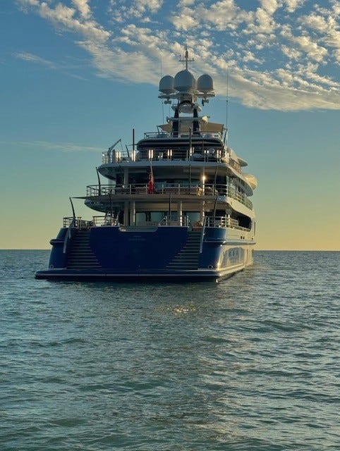 Stunning photos of mega yacht at dusk off Gordon Pass in Naples