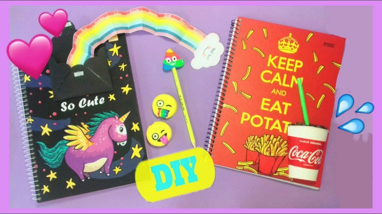 DIY Material Escolar Unicórnio, Emoji e Divertido para fazer em casa ...