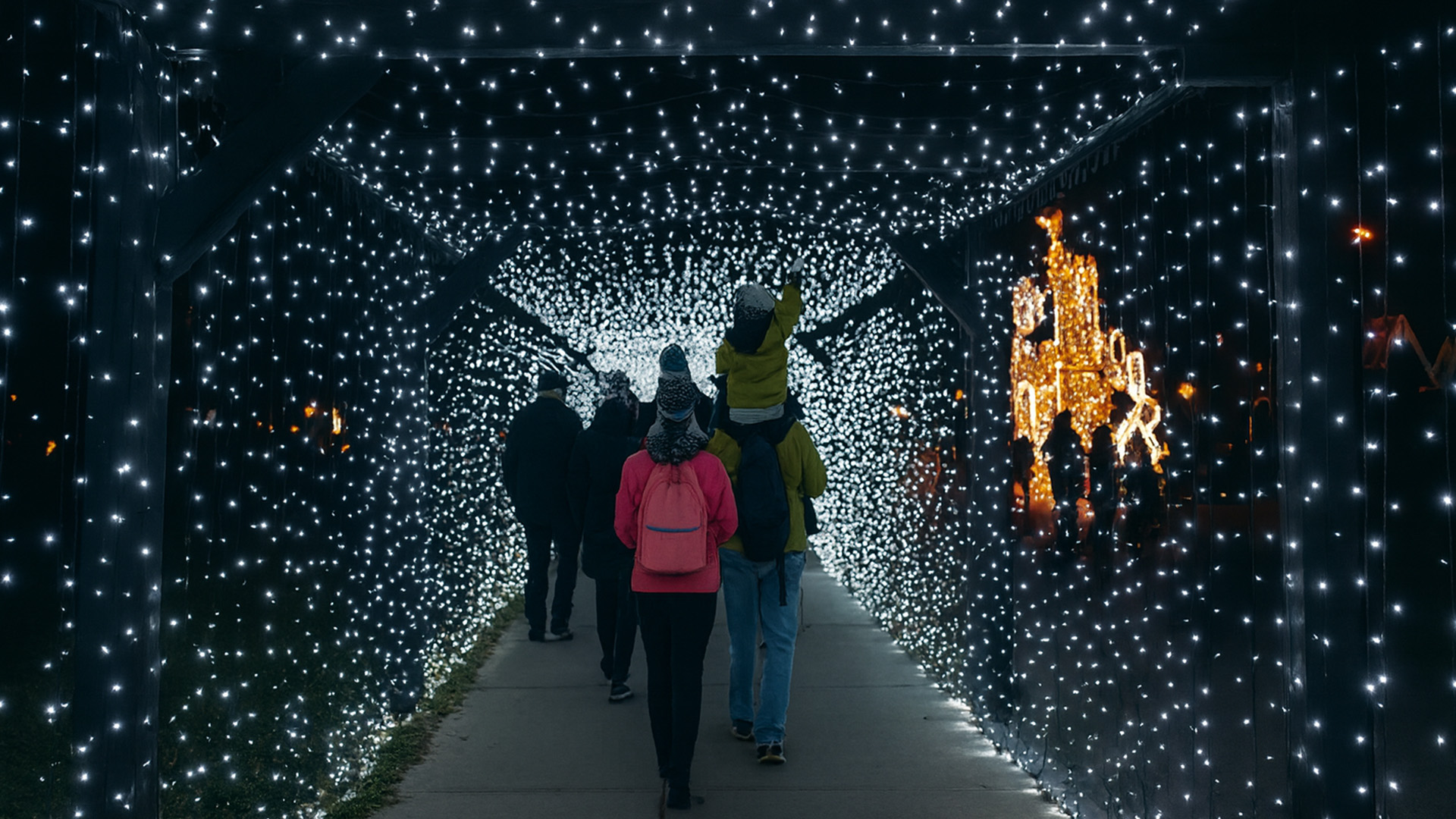 Magical light tunnel walk in Budapest